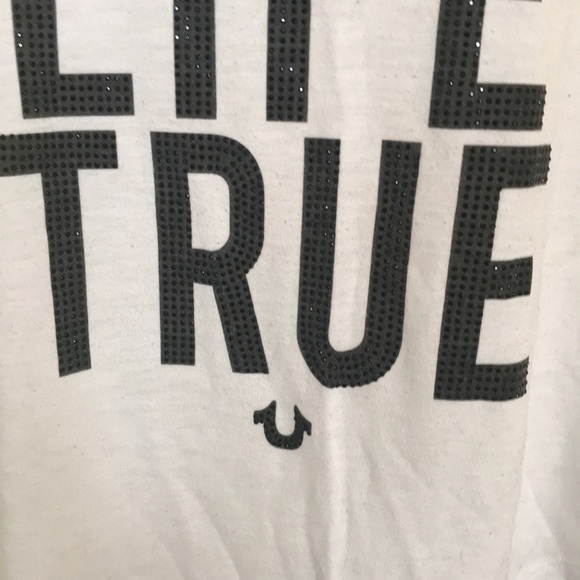 True Religion | Tops | True Religion Logo Black Beaded White Tank Top ...